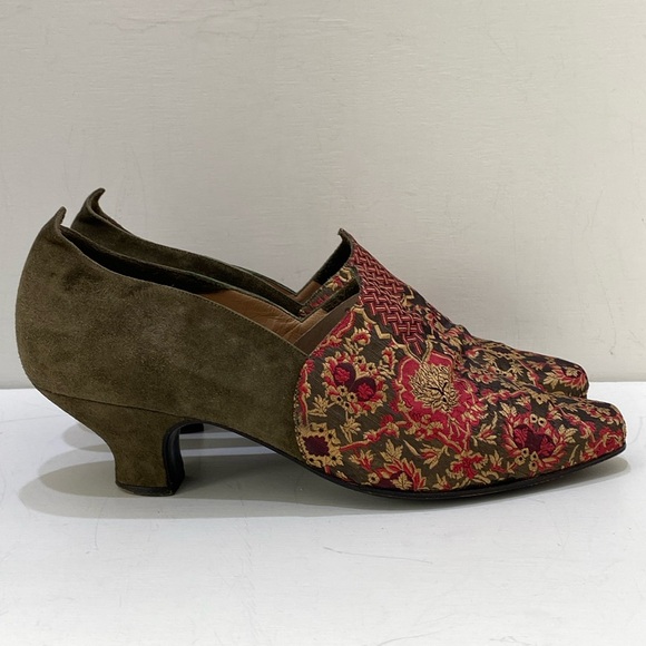 MAUD FRIZON | Shoes | Maud Frizon Paris Vtg Olive Green Suede Silk ...